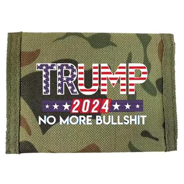 Trump 2024 "No More Bullshit" Camo Canvas Tri-Fold Wallets