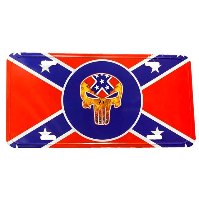 Wholesale License Plate REBEL with BAD ASS Skull
