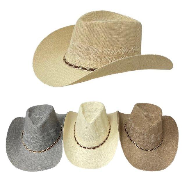 Summer Mesh Cowboy Hat - White, Gray, Tan