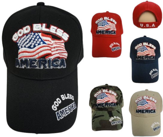 "God Bless America" USA Flag Hats