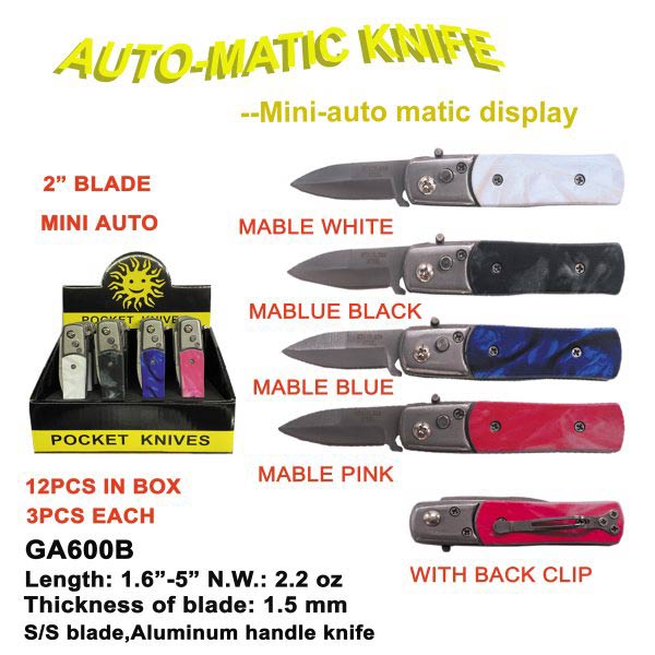 2" Blade Mini Automatic Switchblade Knife Display Set - Assorted Colors