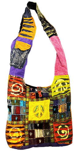Wholesale patchwork peace sign hobo bags