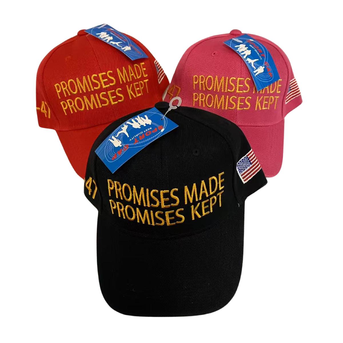 Trump "Promises Made Promises Kept 45-47" Baseball Hats/Caps