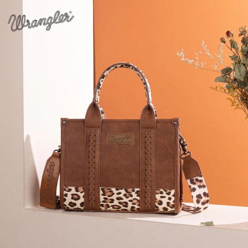 Wrangler Leopard Print Concealed Carry Tote/Crossbody - Leopard